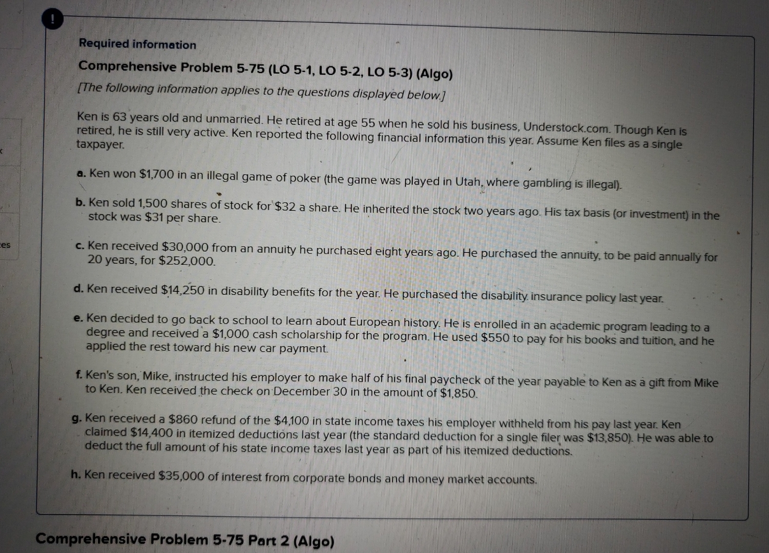 Required informationComprehensive Problem 5-75 (LO | Chegg.com