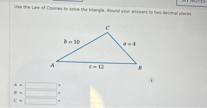 Solved Use the Law of Sines to solve the triangle. Round | Chegg.com