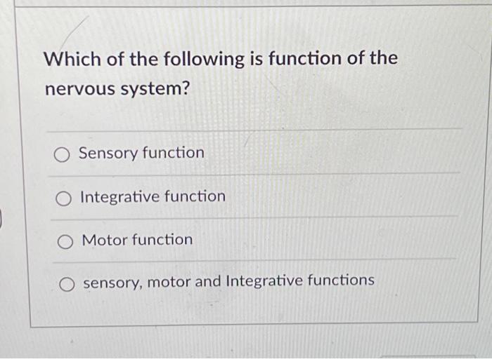 Solved Which of the following is function of the nervous | Chegg.com
