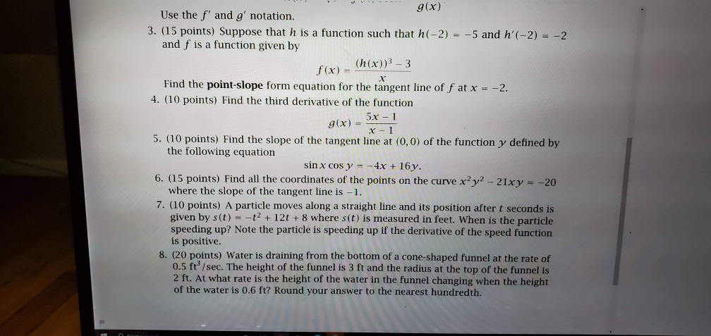 Solved X g(x) Use the f' and g' notation. 3. (15 points) | Chegg.com