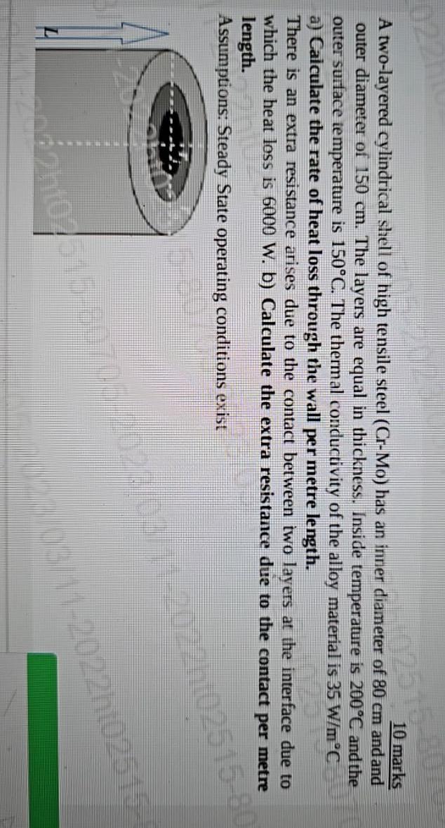 Solved A two-layered cylindrical shell of high tensile steel | Chegg.com