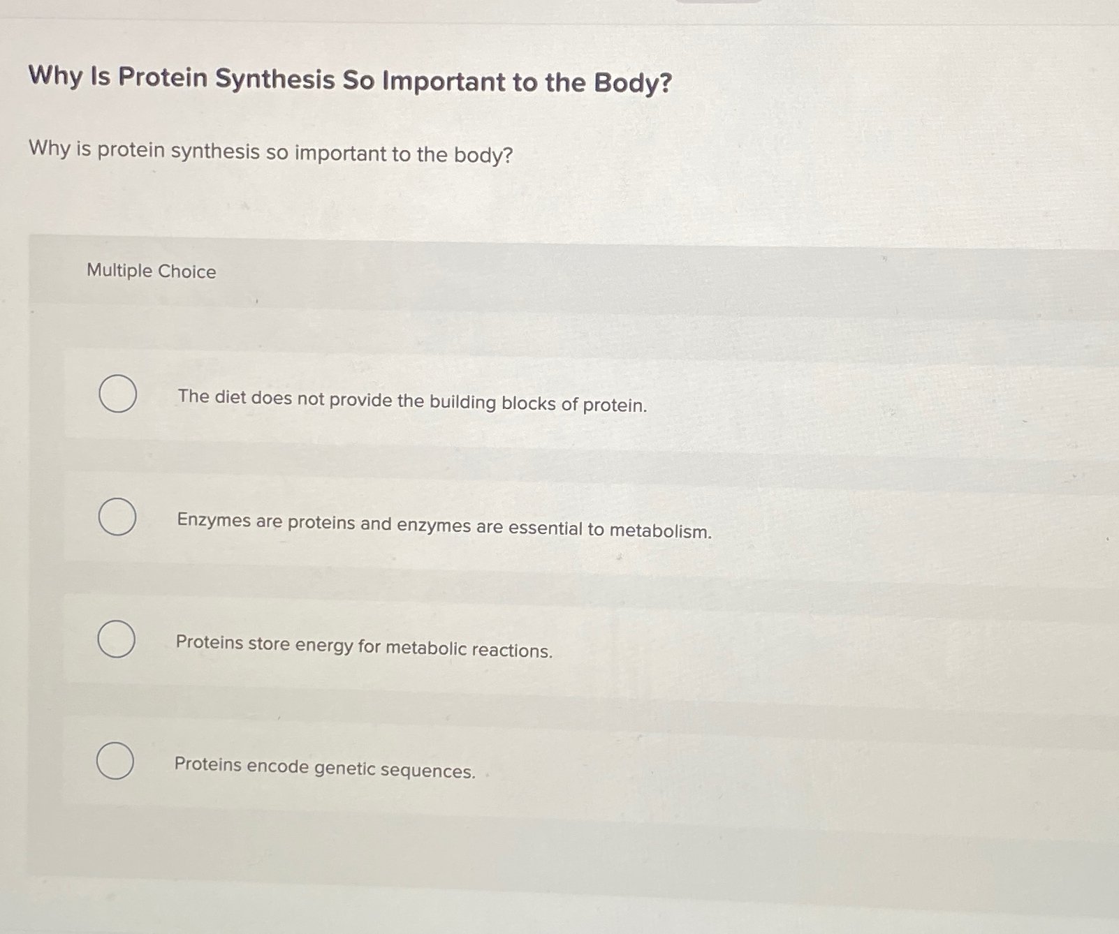 Solved Why Is Protein Synthesis So Important to the Body?Why | Chegg.com