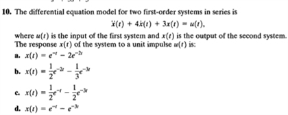 Solved The differential equation model for two first-order | Chegg.com
