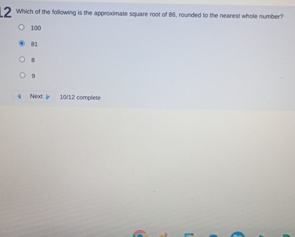 Solved Which of the following is the approximate square root | Chegg.com