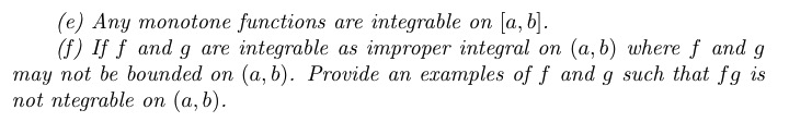 Solved (e) ﻿Prove Any monotone functions are integrable on | Chegg.com