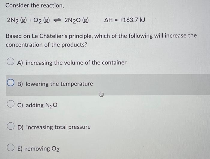 Solved Consider the reaction, 2 N2( g)+O2( g)⇌2 | Chegg.com