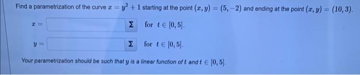 Solved Find a parametrization of the curve x=y2+1 starting | Chegg.com