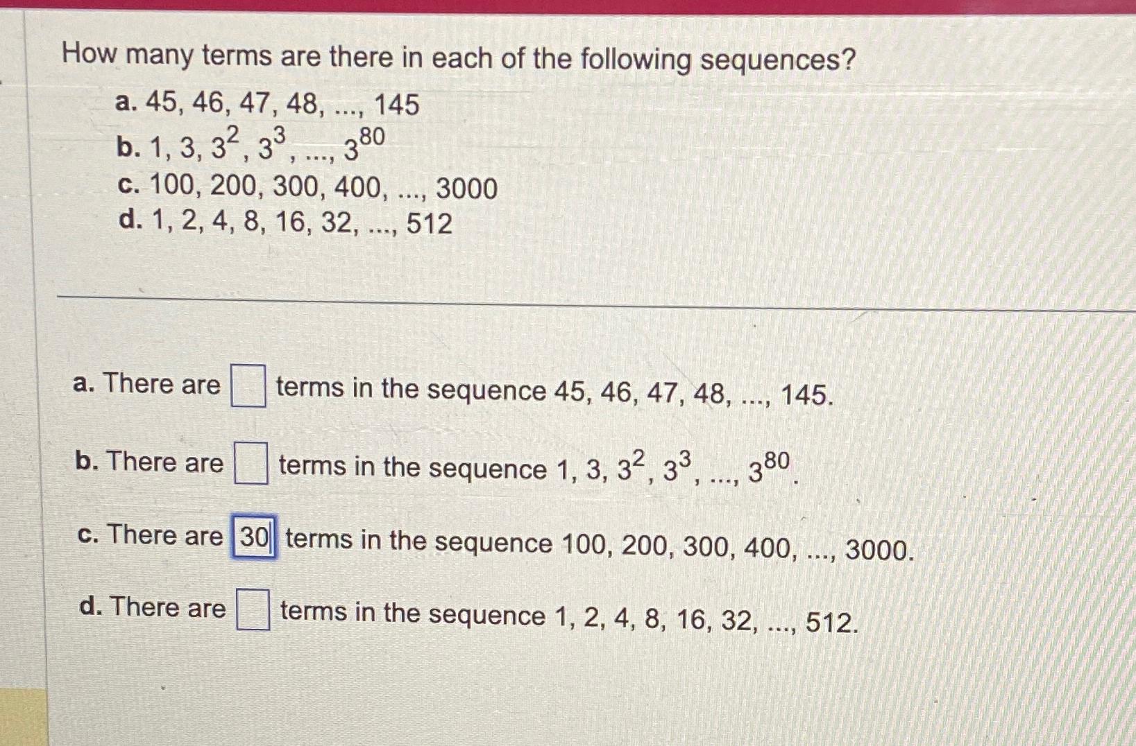 Solved How many terms are there in each of the following | Chegg.com