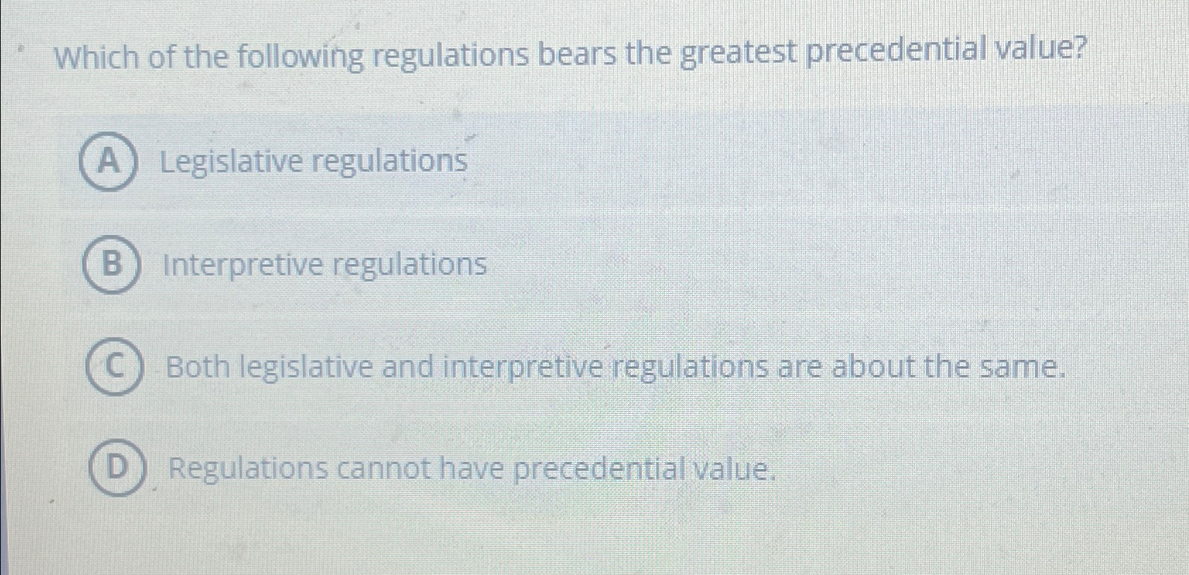 Solved Which of the following regulations bears the greatest | Chegg.com