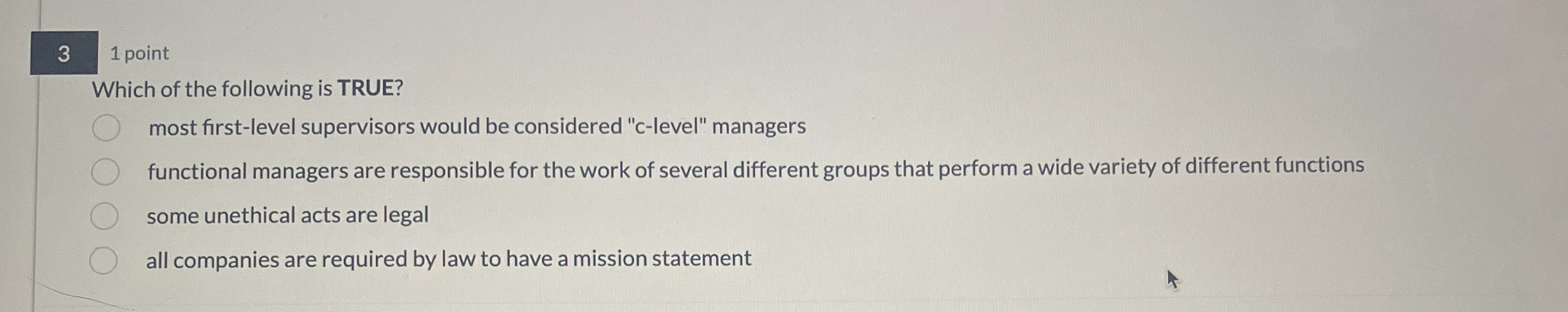 Solved 3 1 ﻿pointWhich of the following is TRUE?most | Chegg.com