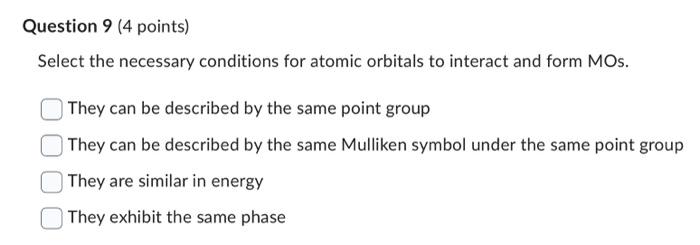 Solved Question 9 ( 4 points) Select the necessary | Chegg.com