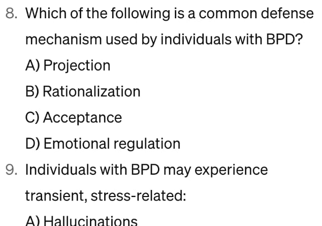 Solved Which of the following is a common defense mechanism | Chegg.com