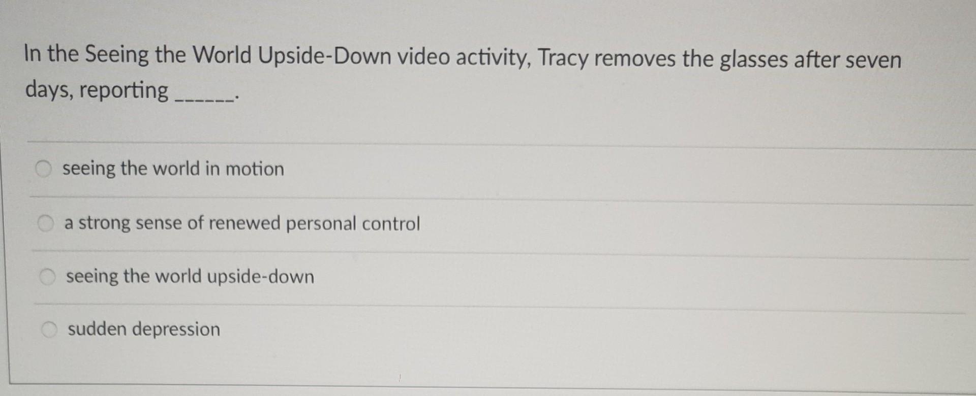 Solved In the Seeing the World Upside-Down video activity, | Chegg.com