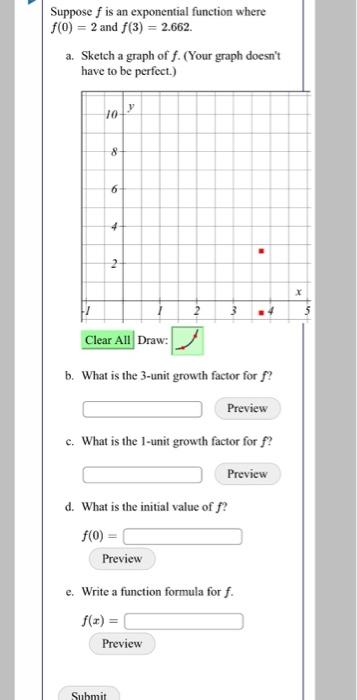 Solved Suppose f is an exponential function where f(0)=2 and | Chegg.com