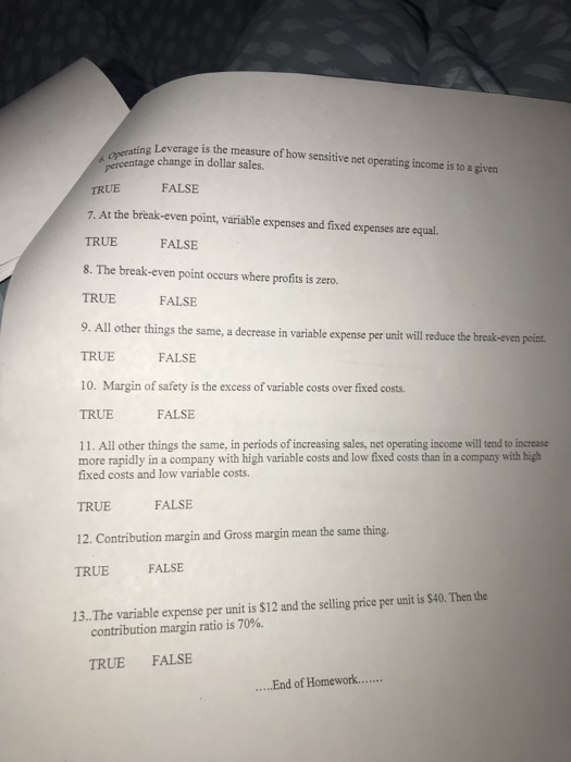 Solved ring Leverage is the measure of how sensitive net | Chegg.com