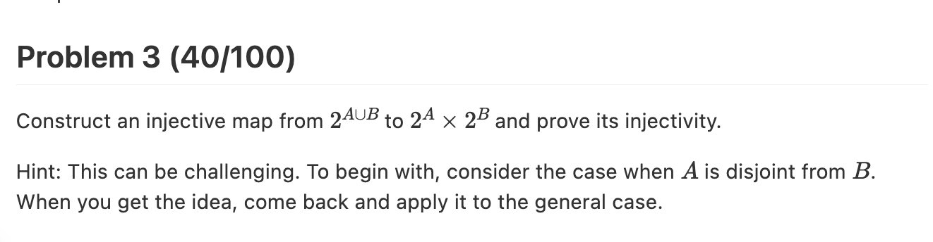 Solved Problem 3 (40/100)Construct an injective map from | Chegg.com