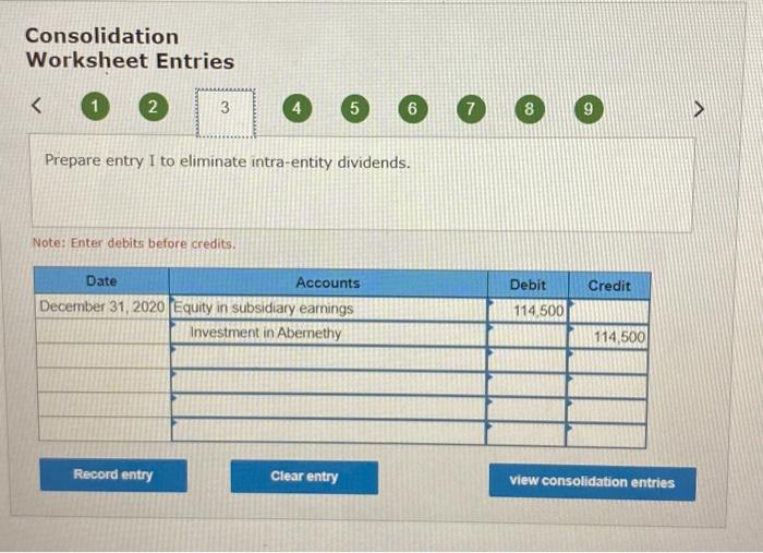 Solved Consolidation Worksheet Entries Prepare entry S to | Chegg.com