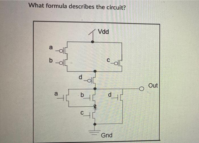 Solved What formula describes the circuit? Vdd a עם ס é coh | Chegg.com