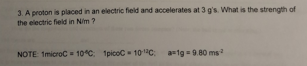 Solved A proton is placed in an electric field and | Chegg.com