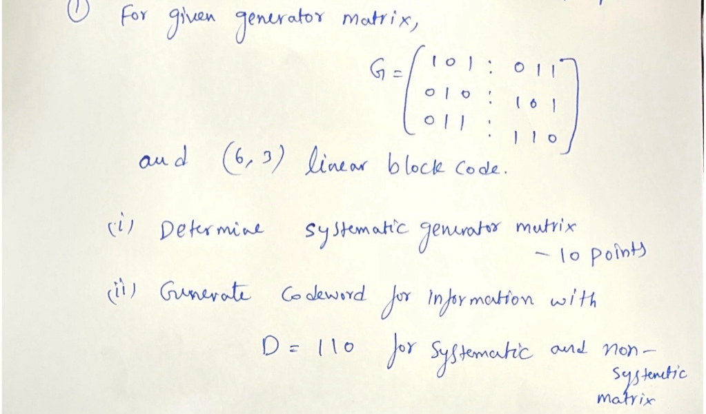 Solved For given generator | Chegg.com