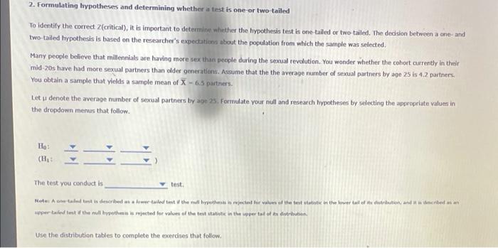 Solved 2. Formulating hypotheses and determining whether a | Chegg.com
