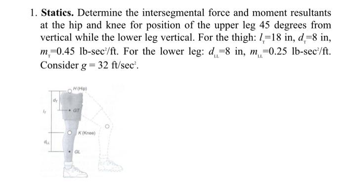 Solved Statics. Determine the intersegmental force and | Chegg.com