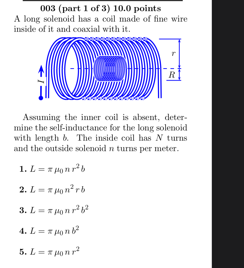 Solved 003 (part 1 ﻿of 3 ) 10.0 ﻿pointsA long solenoid has a | Chegg.com