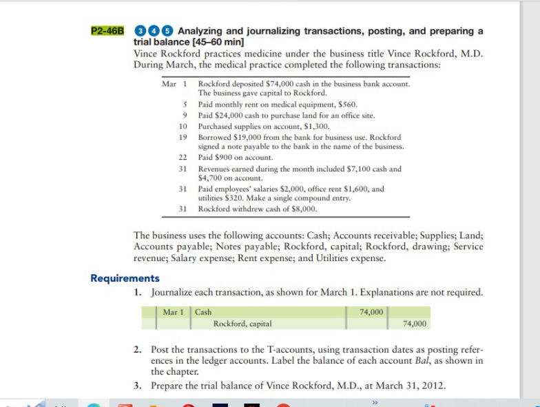 Solved P2-46B 3 (4) 5 ﻿Analyzing and journalizing | Chegg.com
