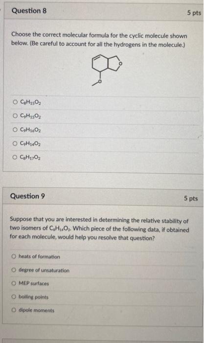 Solved Choose the correct molecular formula for the cyclic | Chegg.com