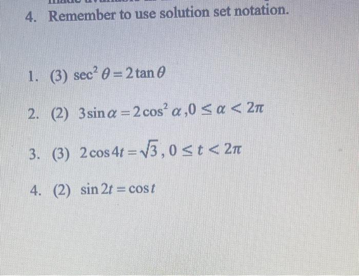 Remember to use solution set notation. (3) | Chegg.com