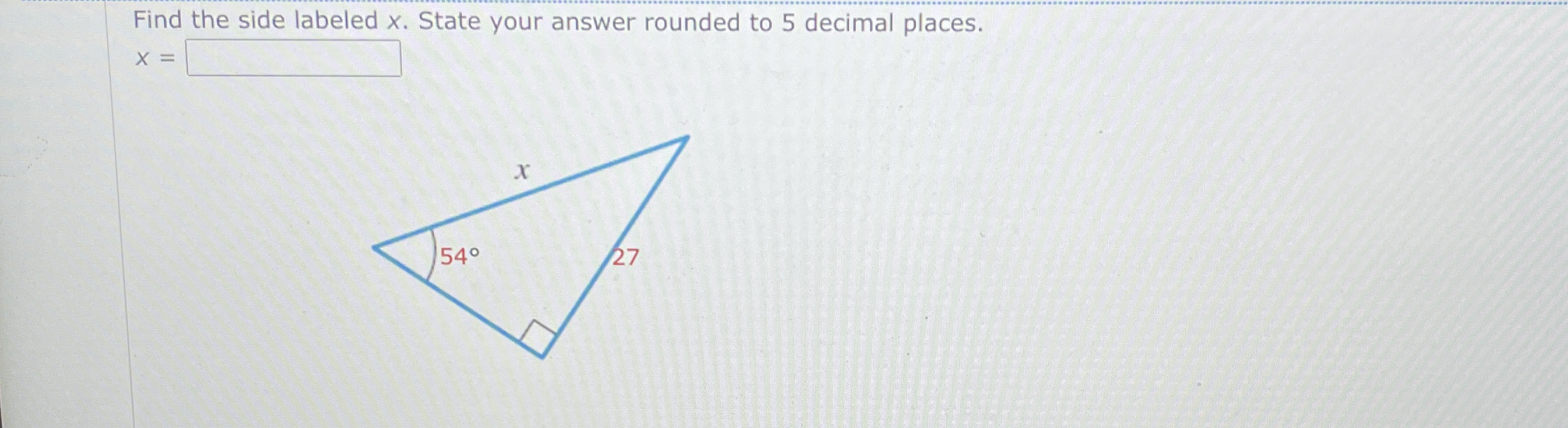 Solved Find the side labeled x. ﻿State your answer rounded | Chegg.com