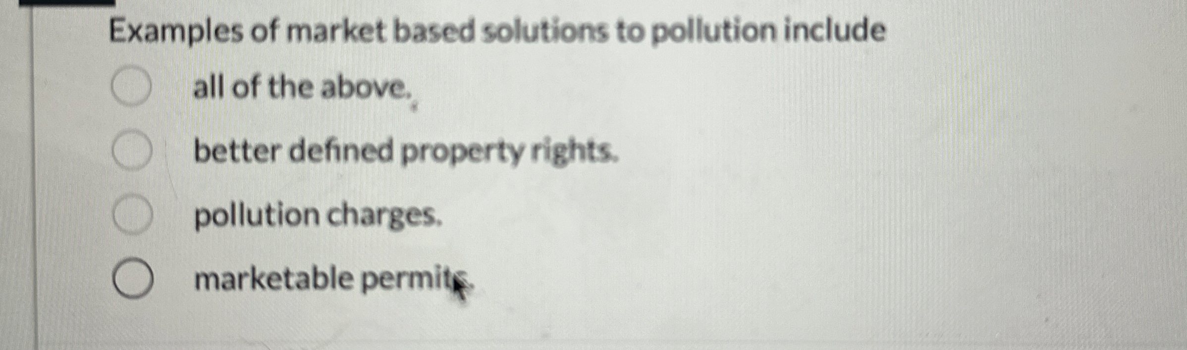 Solved Examples of market based solutions to pollution | Chegg.com