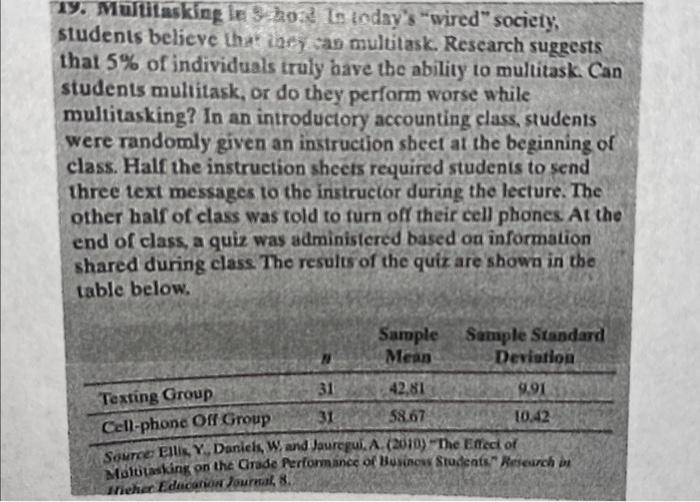 Solved 3. (Multitasking in School) Write the formula you | Chegg.com