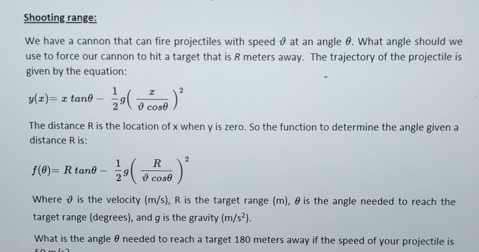 Solved Shooting range: We have a cannon that can fire | Chegg.com