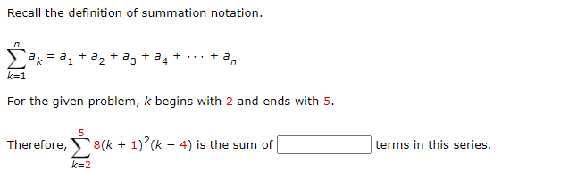 Solved Recall the definition of summation | Chegg.com