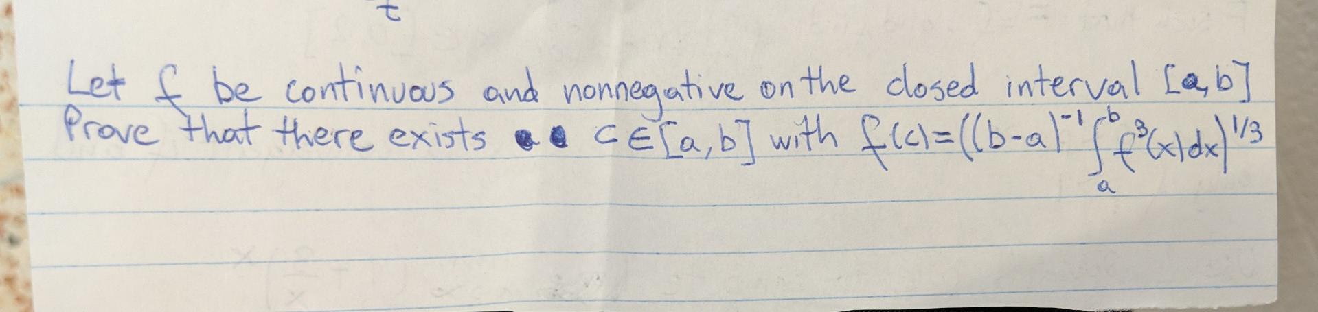 Solved d Let f be continuous and nonnegative on the closed | Chegg.com