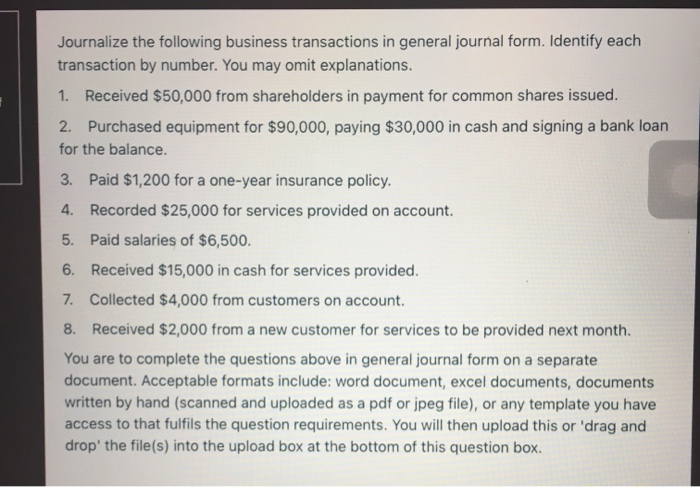 Solved Journalize the following business transactions in | Chegg.com