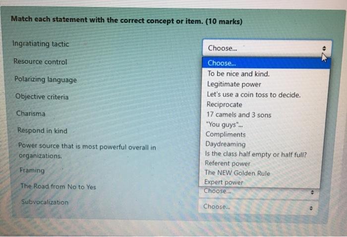 Solved Match each statement with the correct concept or | Chegg.com