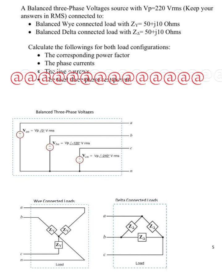 Solved A Balanced three-Phase Voltages source with Vp=220 | Chegg.com
