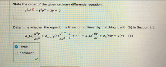 Solved State The Order Of The Given Ordinary Differential