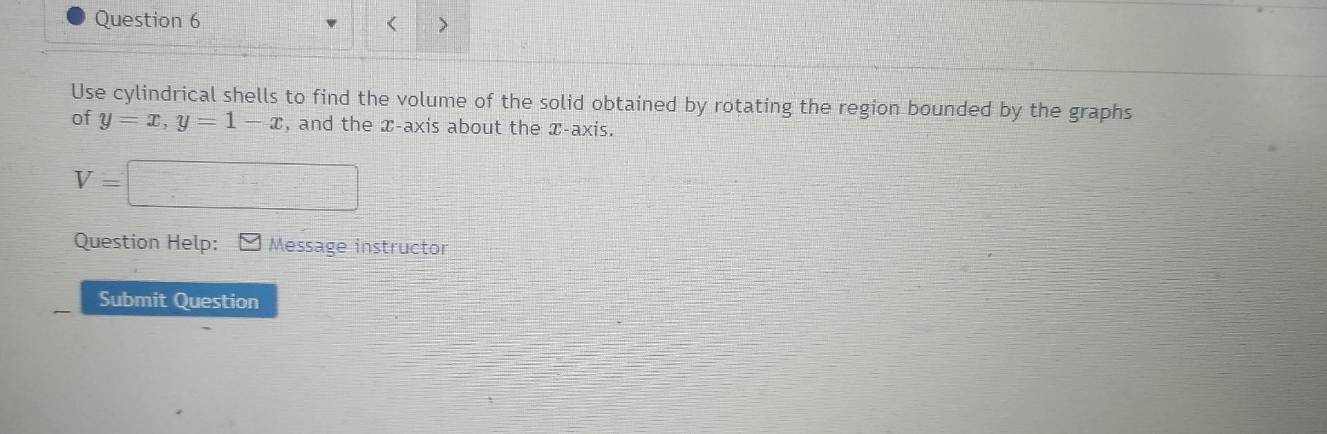 Solved Use cylindrical shells to find the volume of the | Chegg.com