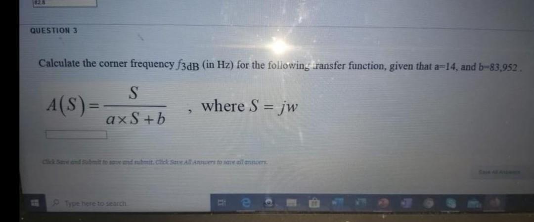 Solved QUESTION 3 Calculate the corner frequency f3dB (in | Chegg.com