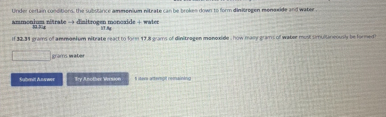 Solved Under certain conditions, the substance ammonium | Chegg.com