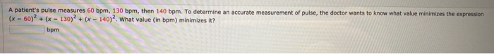 Solved A patient's pulse measures 60 bpm, 130 bpm, then 140 | Chegg.com