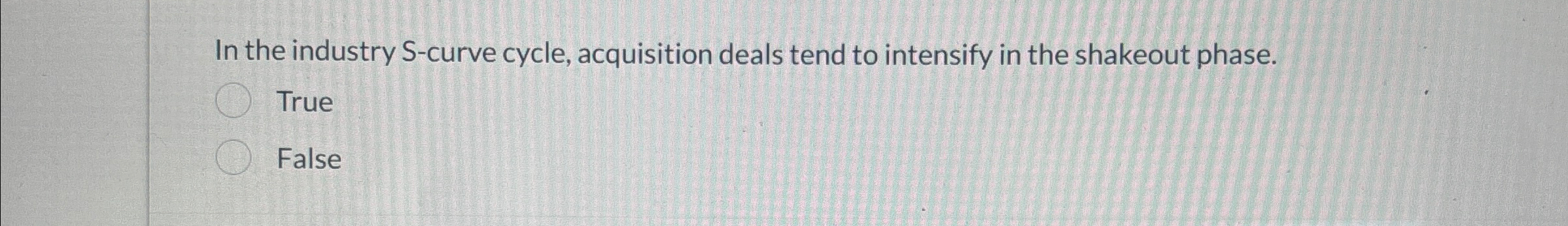 Solved In the industry S-curve cycle, acquisition deals tend | Chegg.com