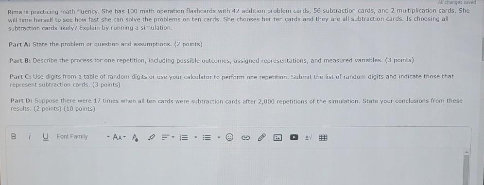 Solved All changes saved Rima is practicing math fluency. | Chegg.com