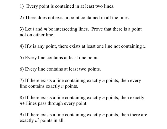 Solved Axiom 1: There exist at least one point and at least | Chegg.com