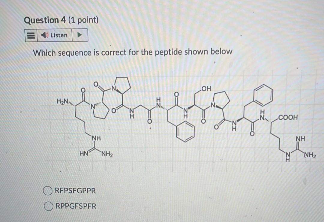 Solved Which sequence is correct for the peptide shown below | Chegg.com