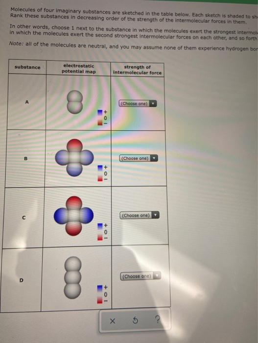 Molecules of four imaginary substances are sketched | Chegg.com