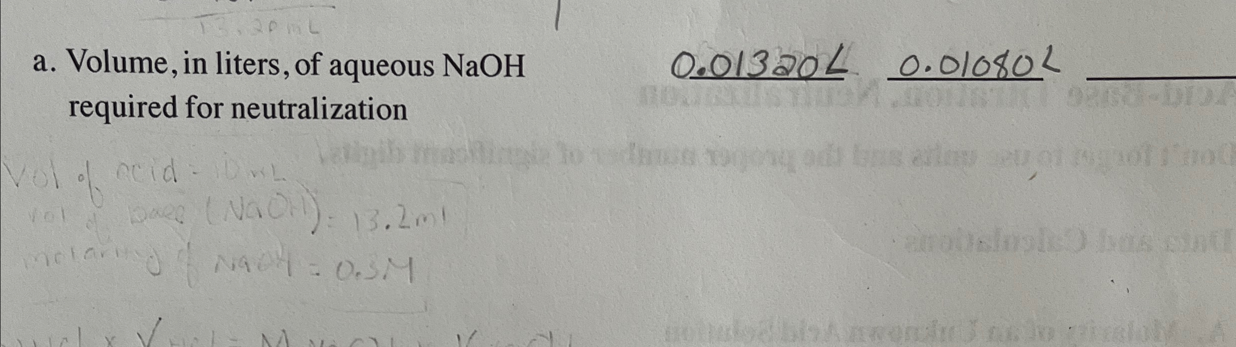 Solved a. ﻿Volume, in liters, of aqueous NaOH | Chegg.com